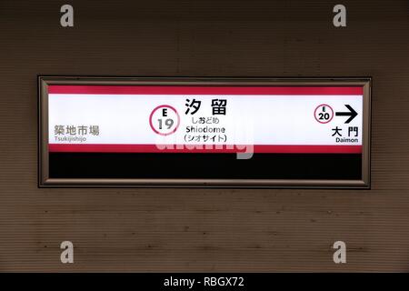 TOKYO, JAPAN - DECEMBER 2, 2016: Oedo Line map of Toei Subway in Tokyo ...