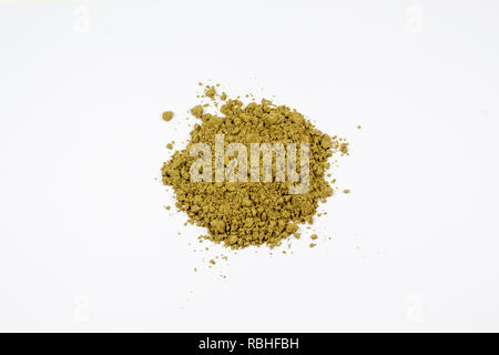 Pile of hemp protein powder on white background Stock Photo - Alamy