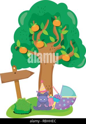 cute and little hippo character with party hat Stock Vector Image & Art ...