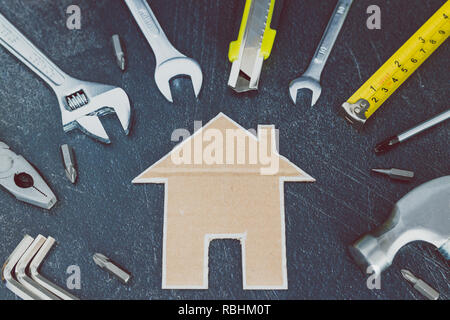do it yourself and home renovation concept: set of DIY tools and ...