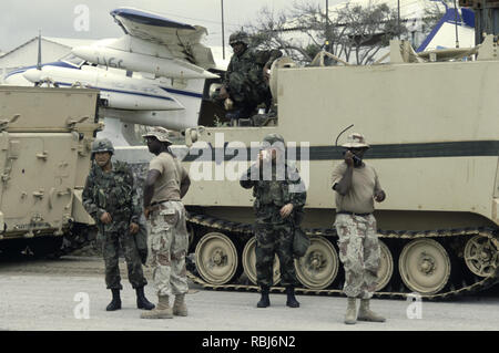 10th October 1993 U.S. Army soldiers stand next to their M577A1 Bradley ...