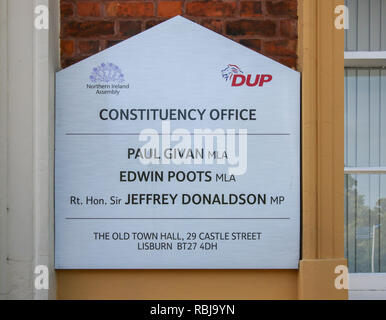 DUP Northern Ireland - a sign outside the Democratic Unionist Party ...