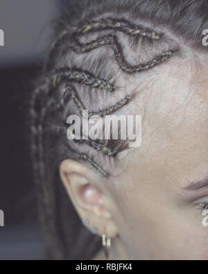 braids on the temple Stock Photo - Alamy