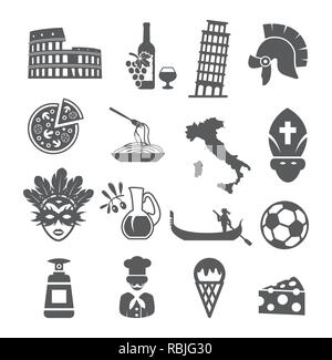Italy icons set. Tourism and culture, thin design. Symbols of the ...