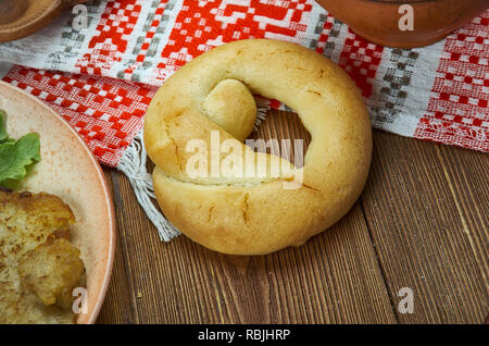 Bublik, bread roll. Ukrainian cuisine, Traditional assorted dishes, Top ...