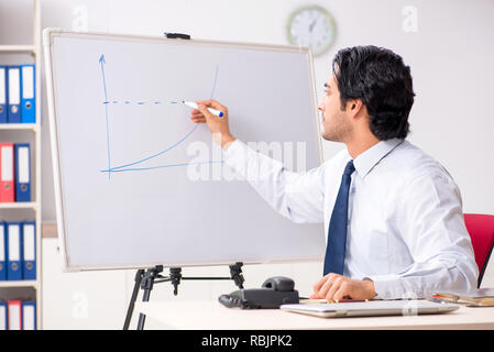 Young handsome financial speciaist in front of white board Stock Photo ...