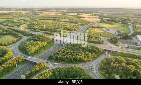 Aerial Image of the Merging of 2 Motorways, M57 and M62 Roundabout near ...