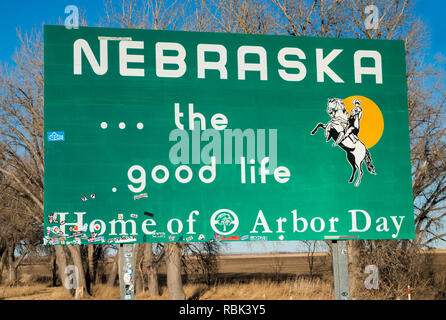 Welcome To Nebraska sign Stock Photo - Alamy