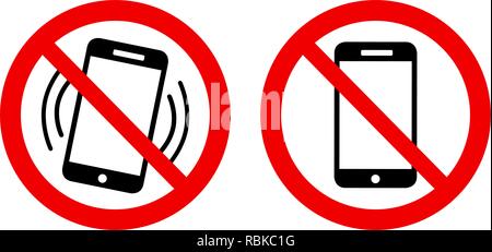 No cell phone sign. Mobile phone ringer volume mute sign. No smartphone ...