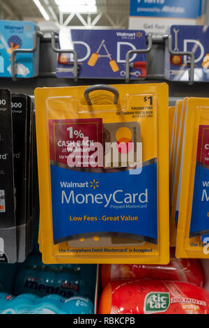 A prepaid Mastercard on sale in a Walmart superstore in Arizona, United ...