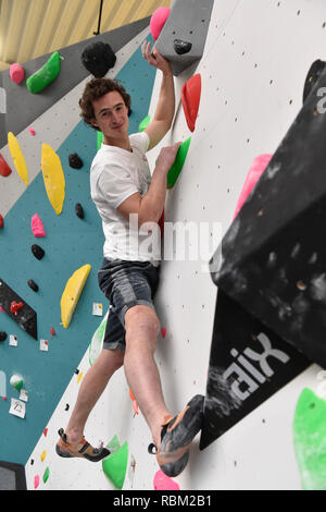Sport climber Adam Ondra poses for a photographer in auditorium of ...