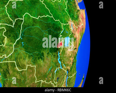 Country of Rwanda on model of Earth. 3D illustration. Elements of this ...