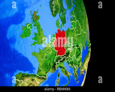 Germany on realistic model of planet Earth with country borders and ...