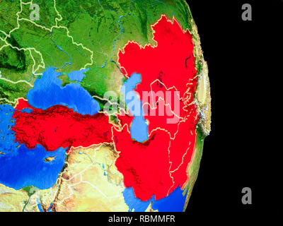 ECO member states on realistic model of planet Earth with country ...