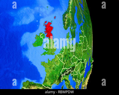 Scotland on realistic model of planet Earth with country borders and ...