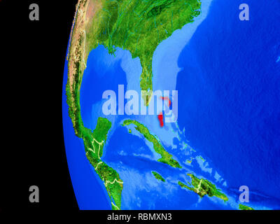 Bahamas from space on realistic model of planet Earth with country ...