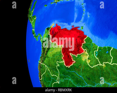 Venezuela from space on realistic model of planet Earth with country ...