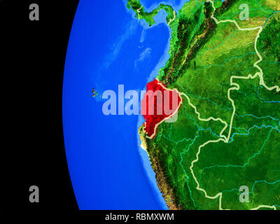 Ecuador from space on realistic model of planet Earth with network ...
