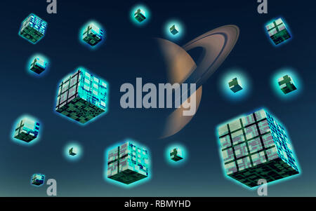 Saturn Moon Matrix Stock Photo - Alamy