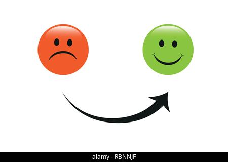 Green happy and red sad face icon vector for graphic design, logo, web ...