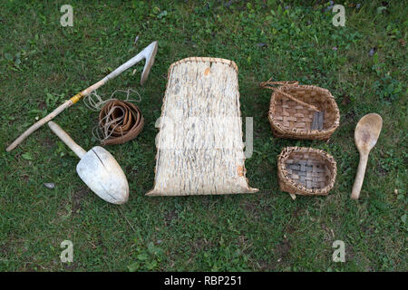 Traditionally created First Nations' implements at the Micmac ...