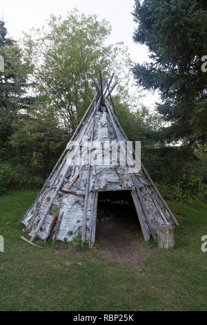 Traditionally created birch bark tipi at the Micmac Interpretation Site ...