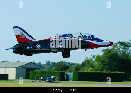 RAF Hawk T1 jet training aircraft on a low level flying exercise in ...
