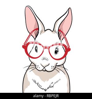 Cartoon smart rabbit thinking isolated on white background Stock Vector ...