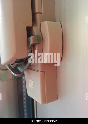 ‘YKK AP‘ lock on a Japanese balcony door, showing all positions - 3 ...