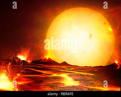 Hot side of CoRot-7b, illustration Stock Photo - Alamy