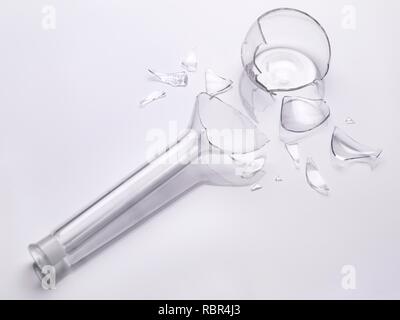 Accident during an experiment. Broken laboratory glassware flask Stock ...