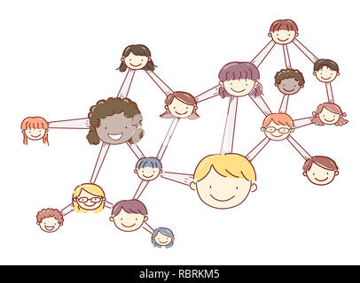 Illustration of Stickman Kids Heads Forming DNA. Science Lesson Stock ...
