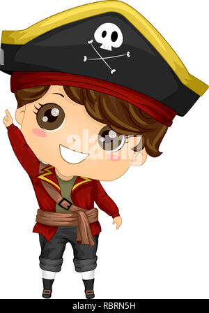 Illustration of a Kid Boy Pirate Looking at and Inspecting a Gold Coin ...