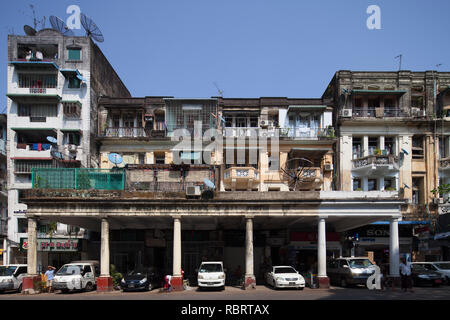 Colonial buildings in Bo Aung Kyaw Street, Yangon, Myanmar, Asia Stock Photo - Alamy