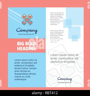 Hearts Blocks Company Brochure Template. Vector Busienss Template Stock