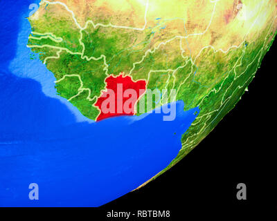 Ivory Coast. Highly detailed 3D rendering of shaded relief map with ...