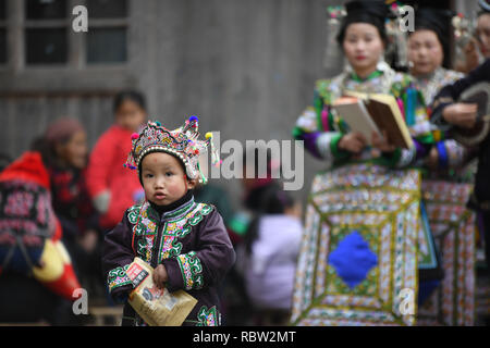 Rongjiang, Rongjiang, China. 12th Jan, 2019. People of Dong ethnic ...