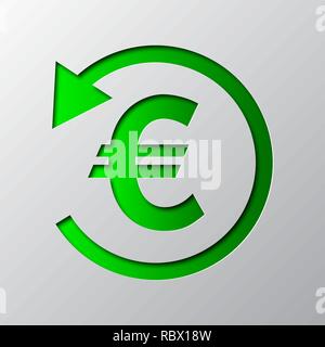 Paper art of the green cash back symbol isolated. Vector illustration ...