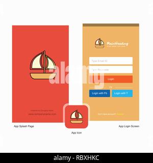 Company Boat Splash Screen and Login Page design with Logo template ...