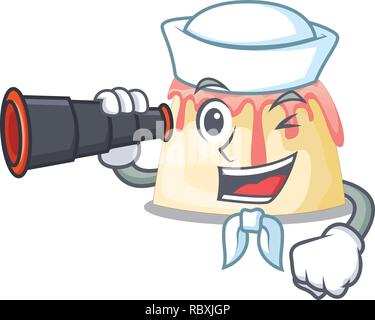 Sailor with binocular pudding character cartoon style Stock Vector ...