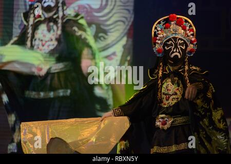 The man actor with mask changing dance show in Chinese New year ...