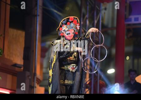 The man actor with mask changing dance show in Chinese New year ...