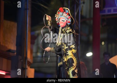 The man actor with mask changing dance show in Chinese New year ...