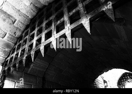 Portcullis entrance gate to medieval castle Stock Photo - Alamy