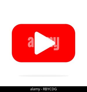 Play icon flat style in black color vector illustration on white ...