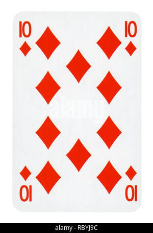Ten of Diamonds playing card - isolated on white (clipping path ...