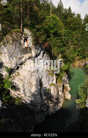 Lechfall and gorge Füssen, Bavaria, Germany. Bust of King Maximilian II ...