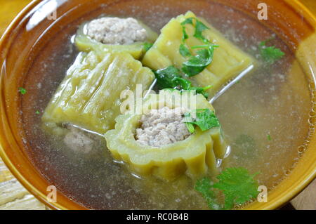 bitter cucumber stuffed minced pork in hot soup on bowl Stock Photo - Alamy