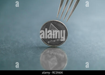 Ethereum fork - Crypto currency coin Stock Photo - Alamy