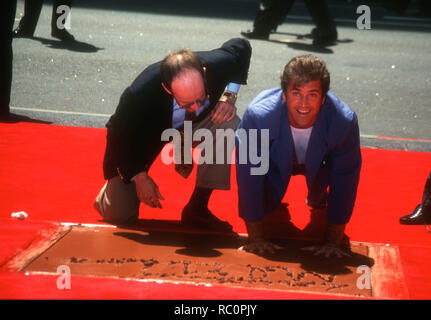 Mel Gibson hand and footprints ceremony on August 23, 1993 at the Mann ...